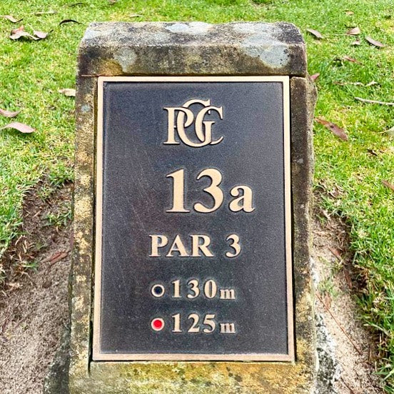 Golf Tee Sign - Timber/Bronze – Dint Golf Solutions